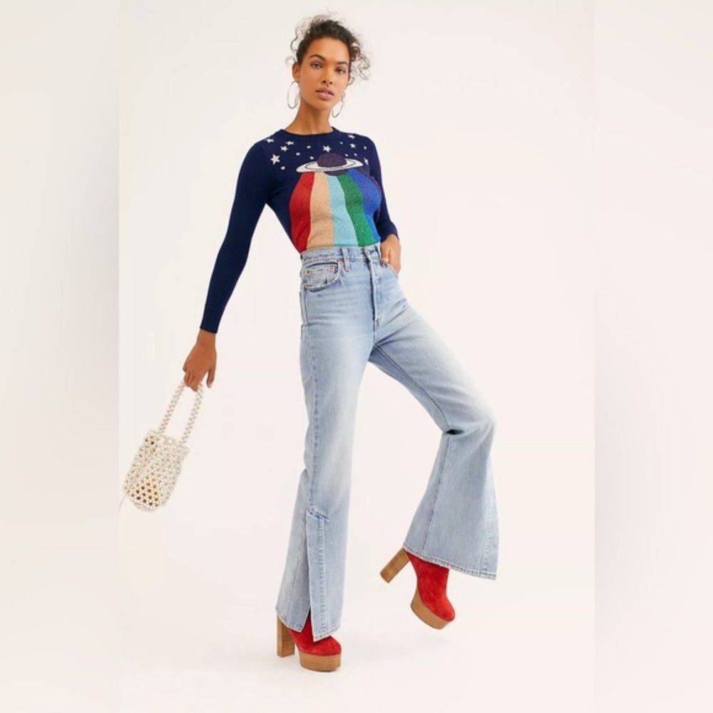 Levi's Premium Ribcage Split Flare Jean - Gem